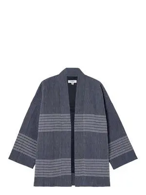 LEMLEM Terara Striped Cotton Jacket Navy