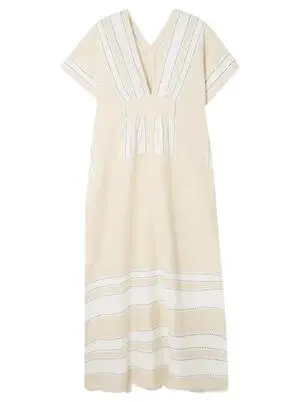 LEMLEM Gasira Striped Cotton-blend Maxi Dress - Cream