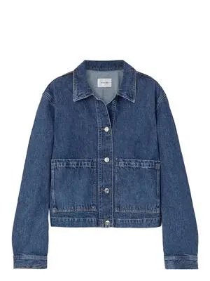 FRAME FRAME The Patch Pocket Cropped Denim Jacket Mid Denim