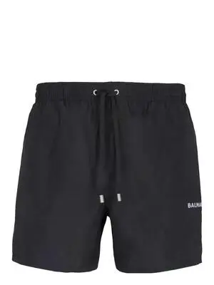 Balmain Logo-embroidered Swim Shorts - Black