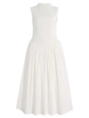 DE LA VALI Lusiva Cotton Midi Dress - White