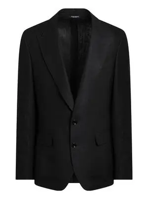 Dolce & Gabbana Single-breasted Linen Jacket - Black