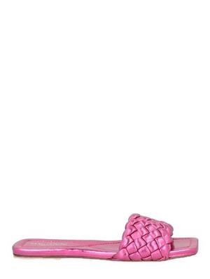 BALDININI Metallic Textile Fiber Slide Sandals - Fuchsia