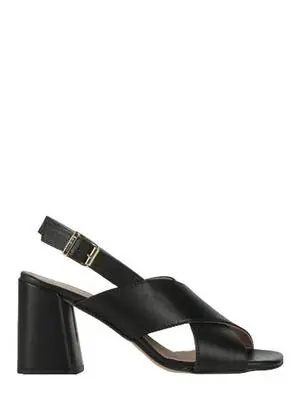 BALDININI Leather Buckle Ankle Strap Sandals - Black