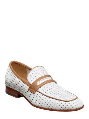 STACY ADAMS Winstead Saddle Penny Loafer - White
