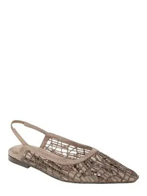 Brunello Cucinelli Monili Slingback Flats - Chocolate