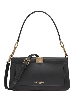 Karl Lagerfeld Paris Leather Shoulder Bag Black/gold