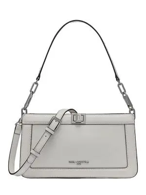 Karl Lagerfeld Paris Leather Shoulder Bag Winter White/silver