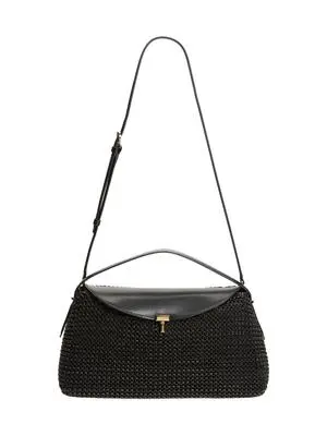 TOTEME T-lock Woven Top Handle Bag - Black