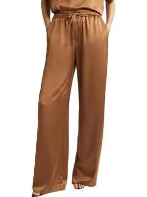 Herno Raso Satin Flare Leg Pants - Camel