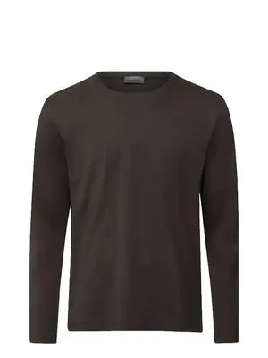 Hanro Living Cotton Crew Neck Top - Earthy Ink