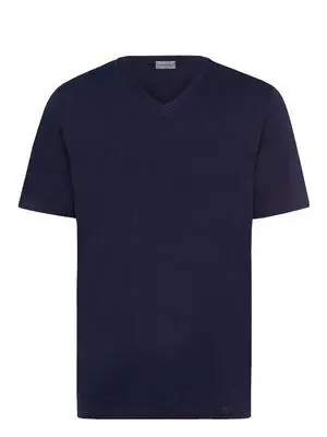 Hanro Living Shirts Cotton V-neck T-shirt - Deep Navy