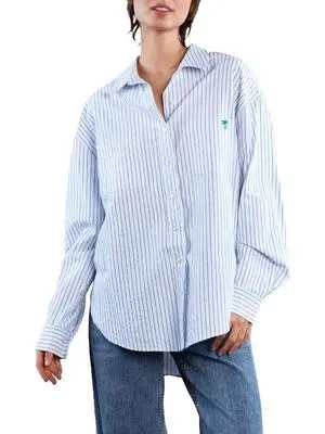 BILLY T Back Off With Love' Striped Shirt - Blu Pinstripes