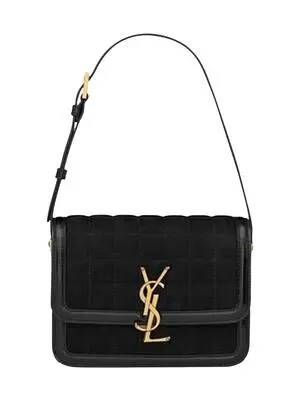 Saint Laurent Logo Plaque Quilted Shoulder Bag - Black