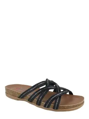NATIONAL COMFORT Pontevedra Slide Sandal - Black Fabric
