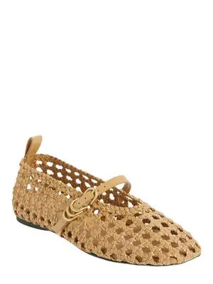 Rag & Bone Spire Woven Mary Jane Flat - Dark Natural