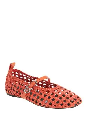 Rag & Bone Spire Woven Mary Jane Flat - Firey Red