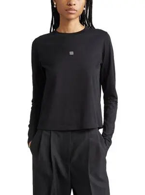 Givenchy 4g Embellished Long-sleeve T-shirt With Back Bow - Black