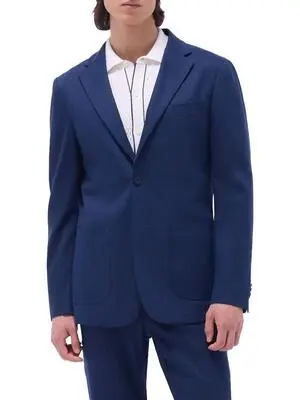 Bugatchi Stretch Linen & Cotton Blend Blazer - Navy