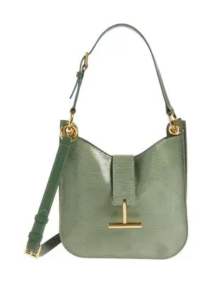 TOM FORD Small Tara Lizard Embossed Top Handle Bag - Laurel Green
