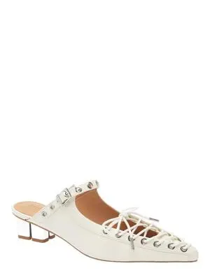 GANNI Eyelets Lace-up Mule - Egret
