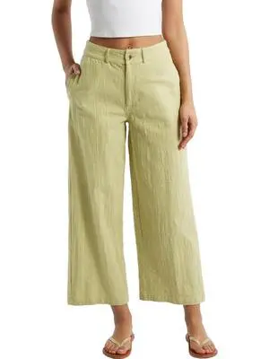 Rip Curl Vacation Crop Wide Leg Cotton Slub Pants - Sage