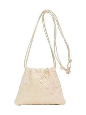 Bottega Veneta Bottega Veneta Small Dustbag Intrecciato Leather Shoulder Bag 9197 Sea Salt-gold