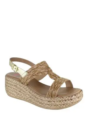 NATIONAL COMFORT Tarragon Embellished Platform Wedge - Platinum Leather