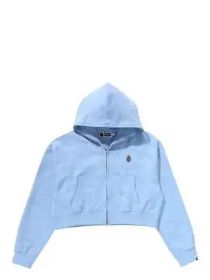 A BATHING APE Solid Camo Jacquard One Point Cropped Zip Hoodie Sax
