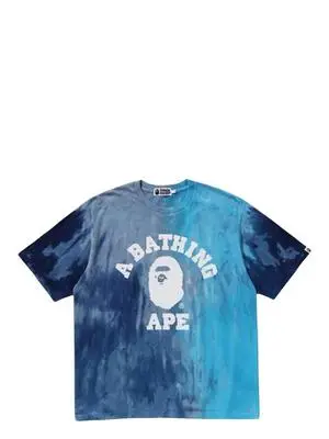 A BATHING APE Ice Dye College Relaxed Fit Tee Shirt Blue
