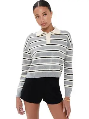 LE BOP Striped Polo - Heather Grey Stripe
