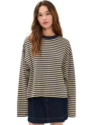 Lioness Bloom Long Sleeve Tee - Beige Stripe