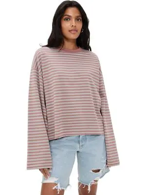 Lioness Bloom Long Sleeve Tee - Muted Pastels Stripe