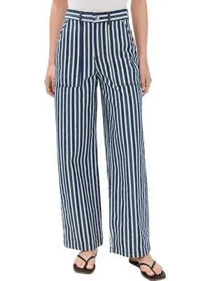 ALIGNE Striped Non-stretch Denim Jeans - Blue Stripe