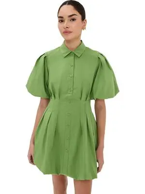 Simkhai Cleo Pintuck Mini Dress - Deep Peridot