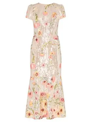 Milly Hannah 3d Floral Embroidered Maxi Dress In Multicolor - 60% Off |  Editorialist