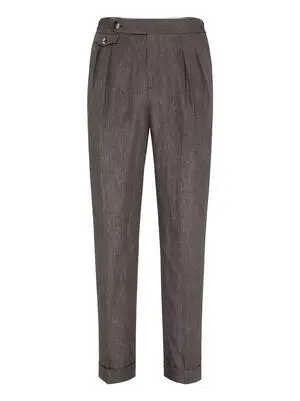 Brunello Cucinelli Tailored Linen Trousers - Grey