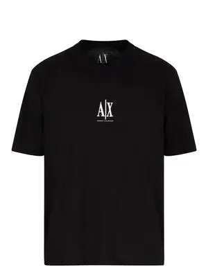 Armani Exchange Logo-embroidered T-shirt - Black