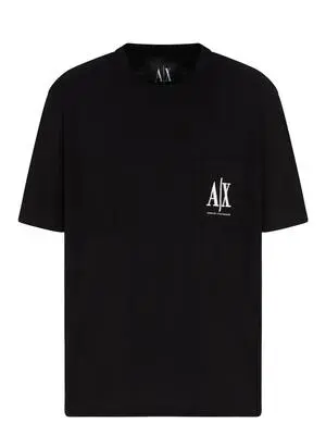 Armani Exchange Logo-embroidered T-shirt - Black