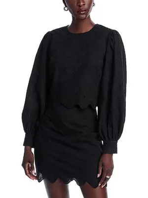 Aqua Eyelet Top Exclusive - Black