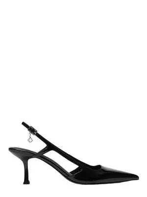 Maje Pointed Toe Patent Leather Slingback Pumps - Black