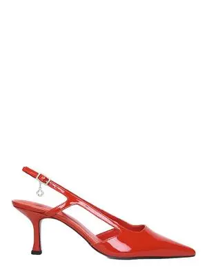 Maje Pointed Toe Patent Leather Slingback Pumps - Red