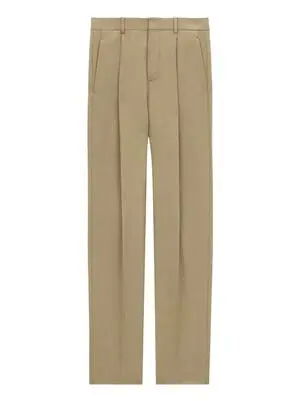 Saint Laurent Wool Gabardine High-waisted Carrot Trousers - Beige