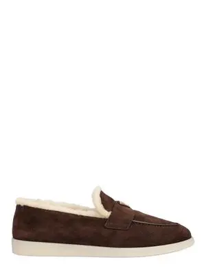 Prada Suede Loafers With Sheepskin Lining - Brown