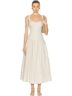 NICHOLAS Makenna Drop Waist Corset Midi Dress - Oat