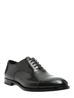 DOUCAL'S Smooth Leather Oxford Shoes - Black