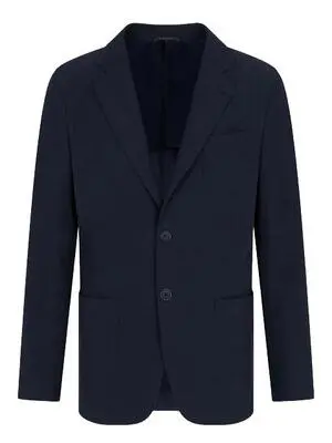 Giorgio Armani Upton Line Single-breasted Linen Jacket - Blue