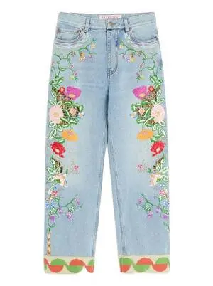 Valentino Garavani Embroidered Pants - Denim