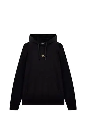 EA7 Core Identity Cotton Hooded Sweatshirt - Black