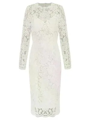 Dolce & Gabbana Floral-lace Midi Dress - White